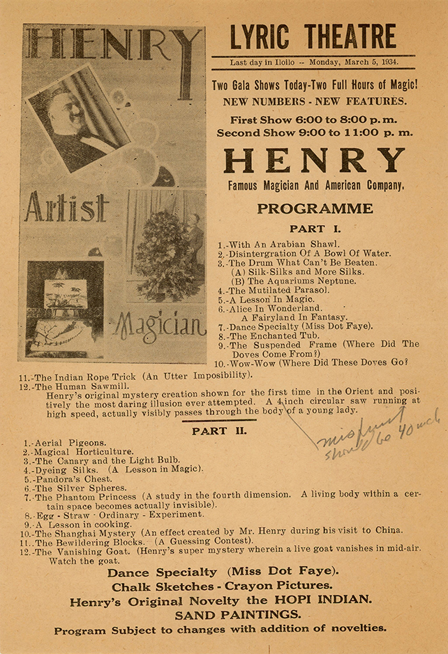 S.S. Henry Programme - Quicker than the Eye