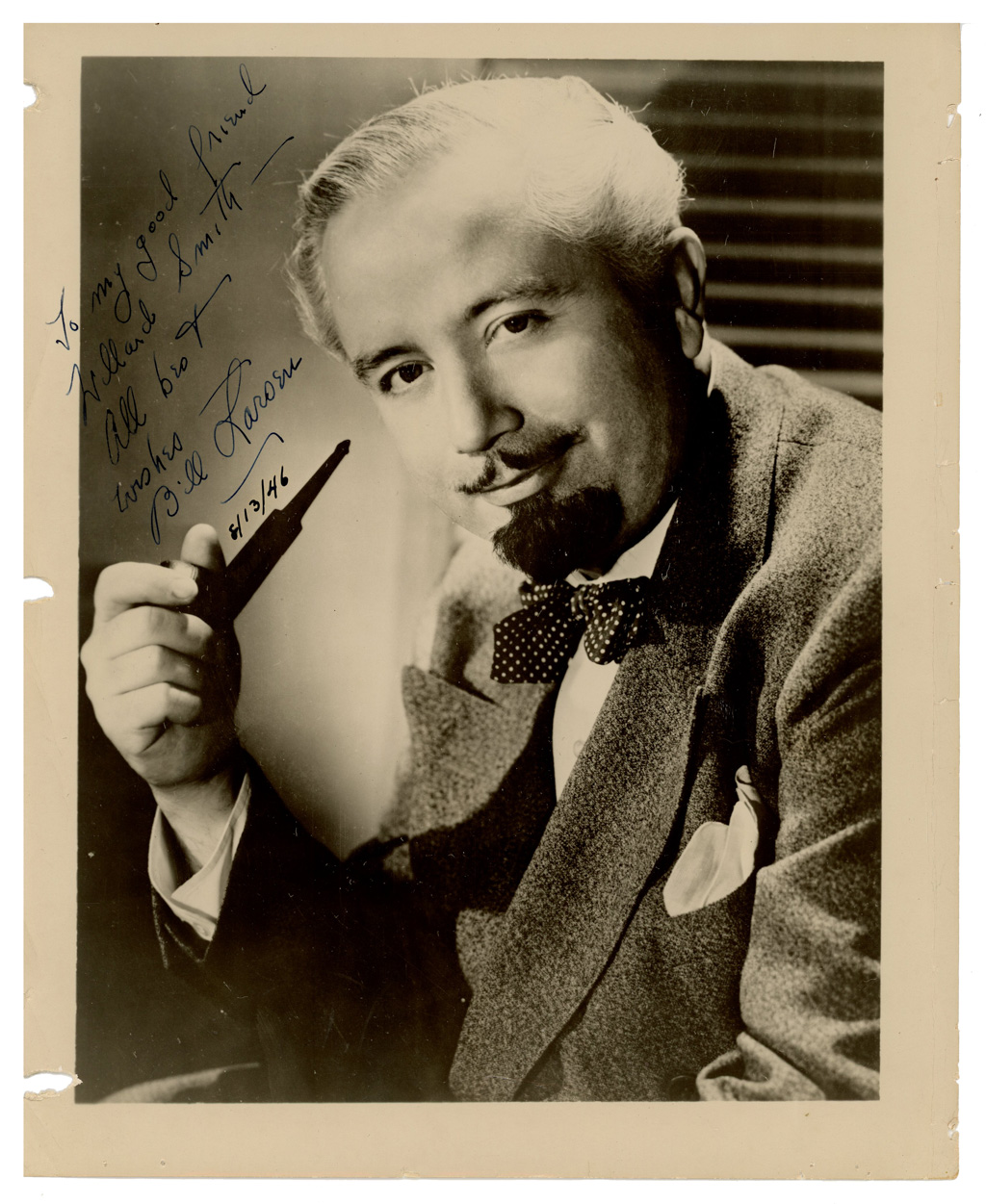 Bill Larsen, Sr. Inscribed and Signed Portrait - Quicker than the Eye