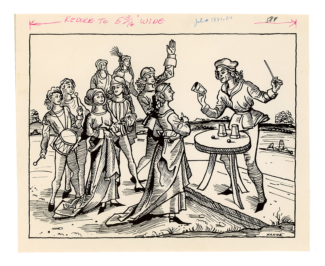 Nelson Hahne Original Pen and Ink Drawing of Medieval Conjurer ...