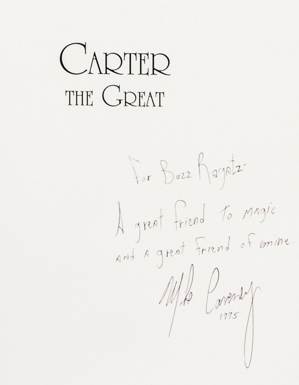 Carter the Great (Inscribed and Signed) - Quicker than the Eye