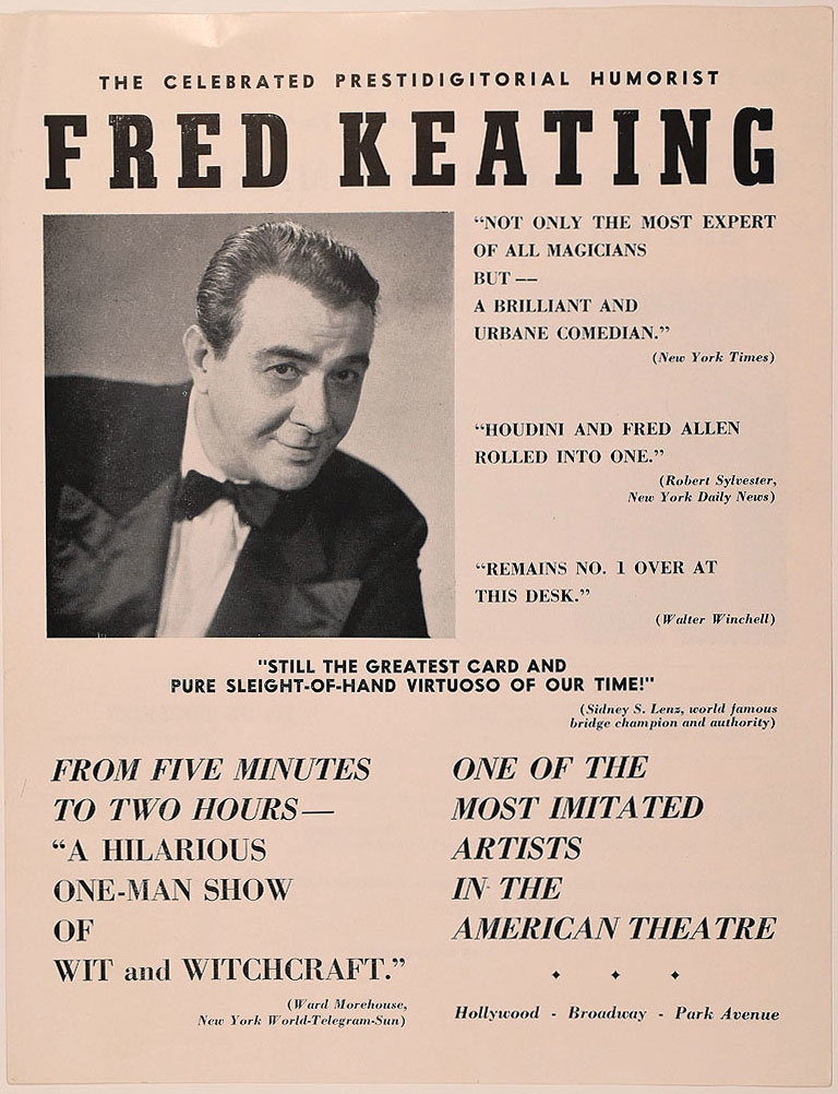 Fred Keating Advertisement - Quicker than the Eye