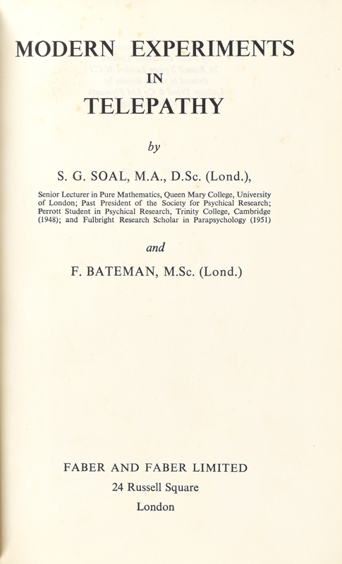 Modern Experiments in Telepathy - Quicker than the Eye